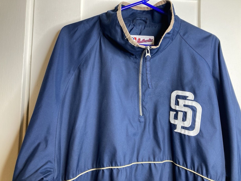 Vtg 90s San Diego Padres Majestic Authentic Collection 1/2 Zip Warm Up ...
