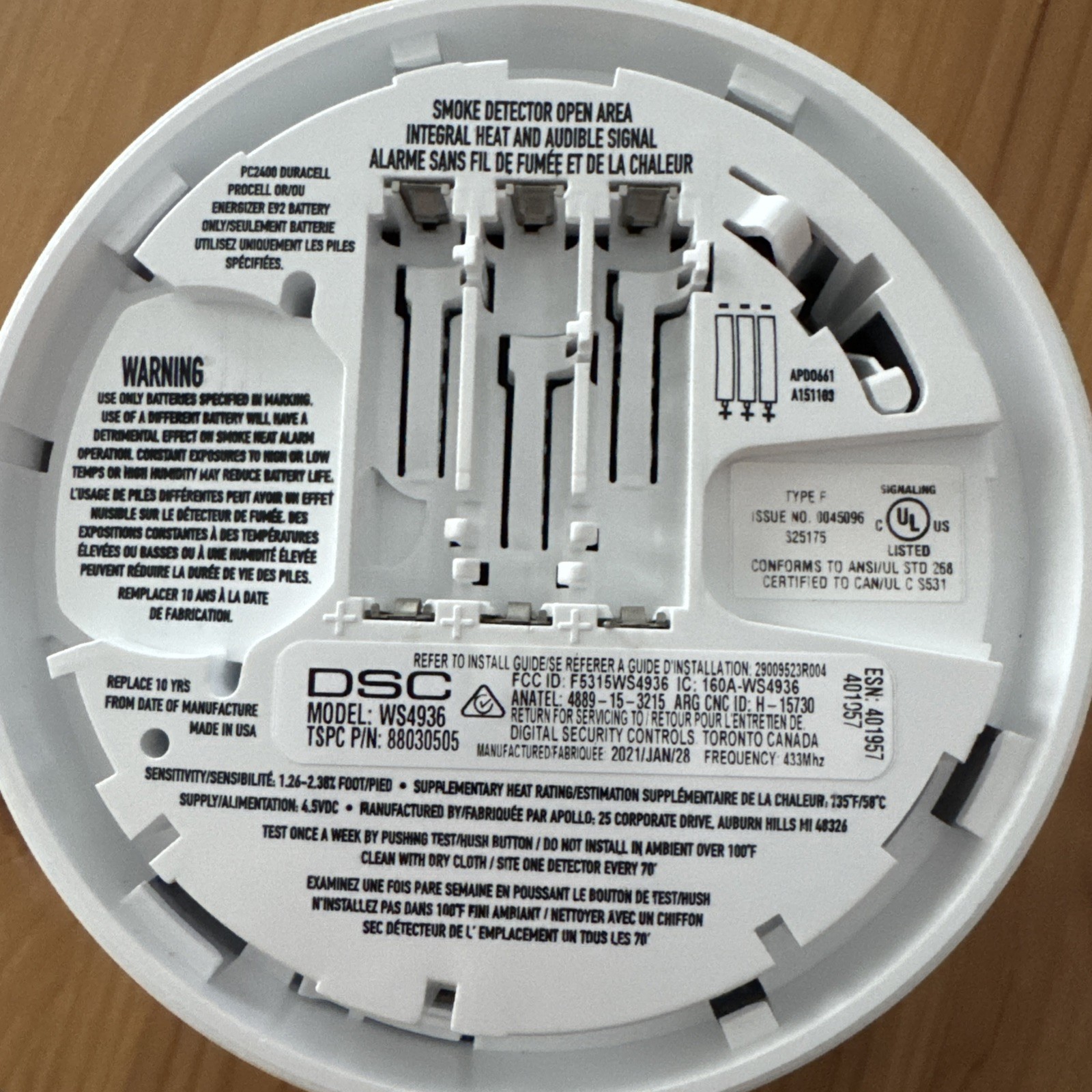 DSC WS4936 Wireless Smoke Detector | eBay