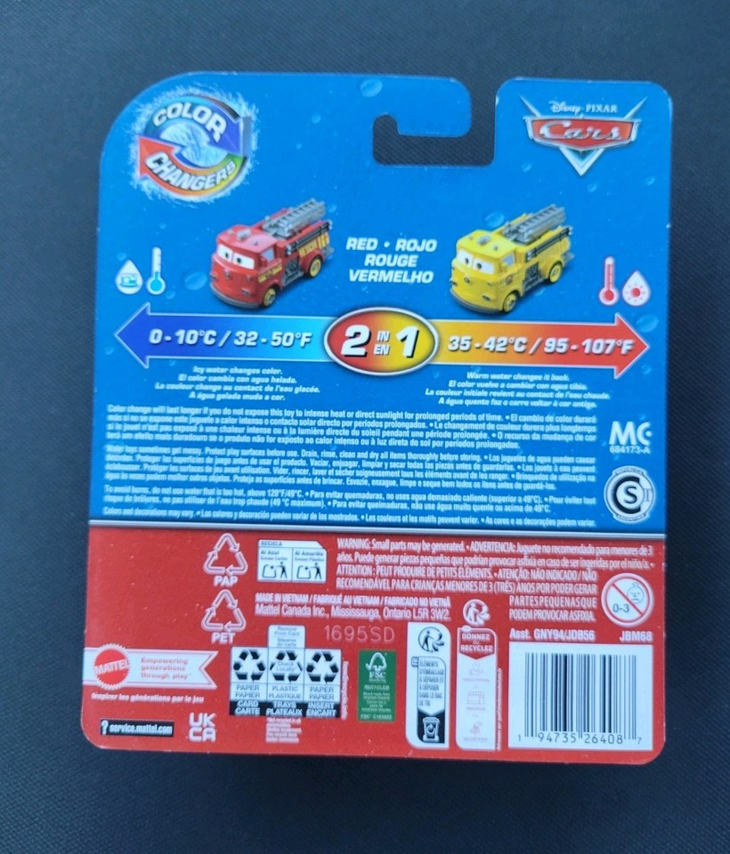 Disney Pixar Cars Red Firetruck Color Changer Lightning McQueen Movie ...
