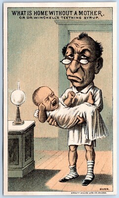 Dr Winchell's Teething Syrup Ad Card Unhappy Dad Holding Crying Baby ...