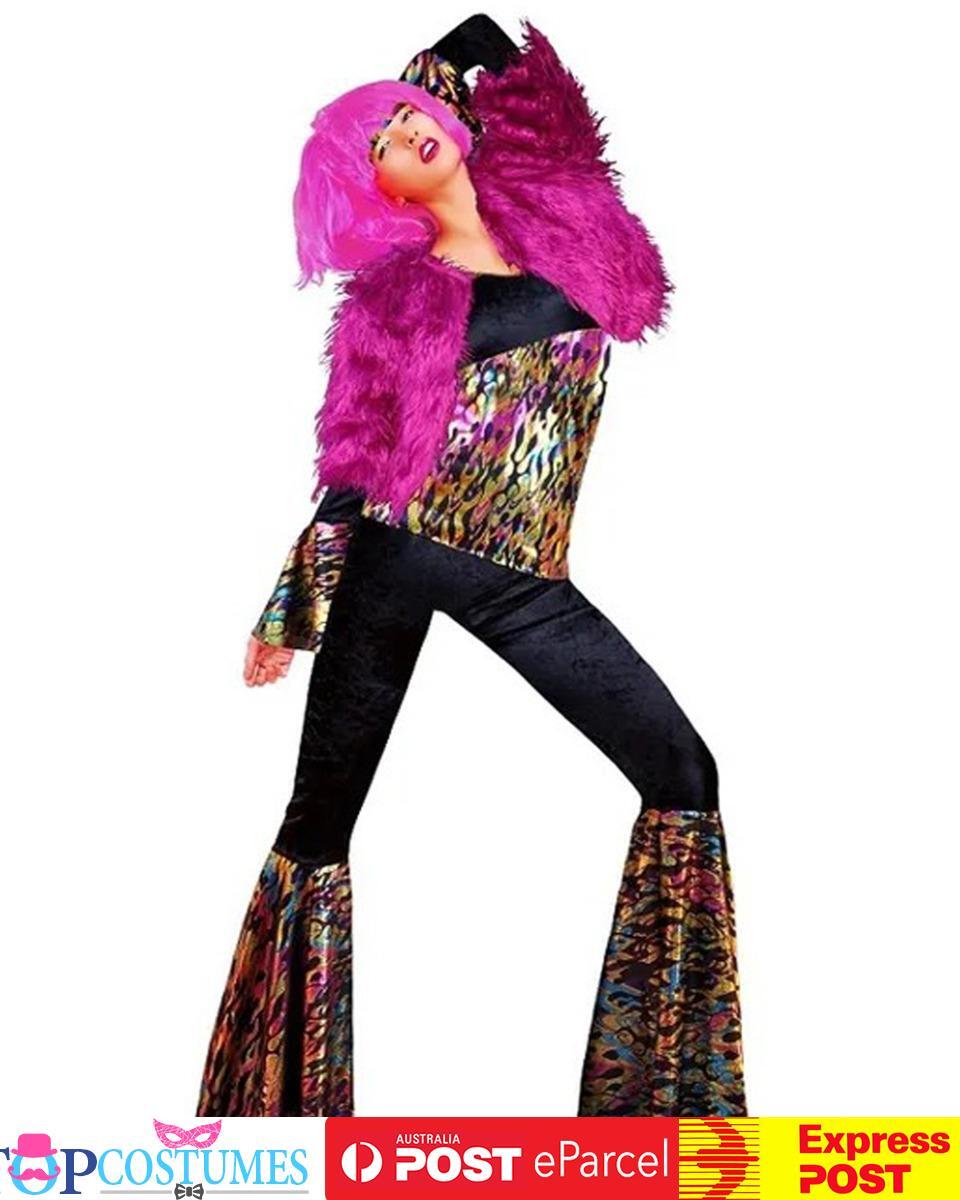 Discolicious Diva 1970s Costume Retro Hippie Fancy Dress 70s 80s Outfit ...