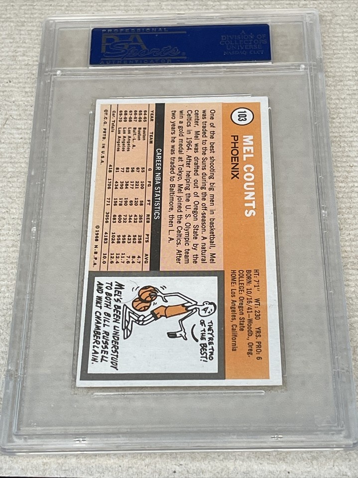 1970 Topps basketball #103 Mel Counts PSA 9-MINT | eBay