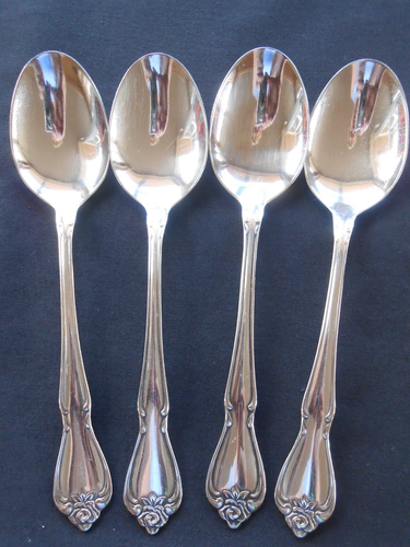 4 Oneida ARBOR ROSE / TRUE ROSE Stainless OVAL SOUP SPOONS 6 7/8" | eBay