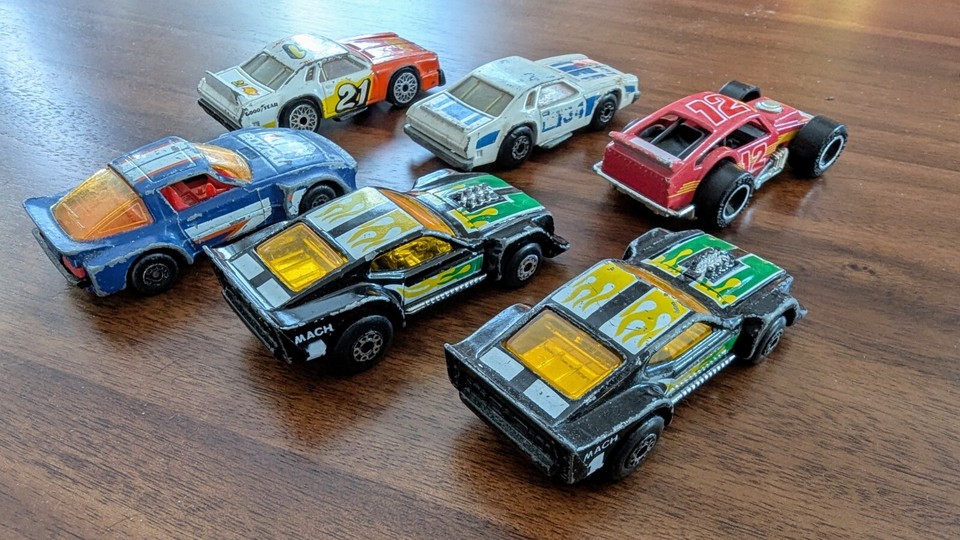 6 vintage Matchbox race cars: IMSA Mustang & RX-7, Chevy Stocker ...