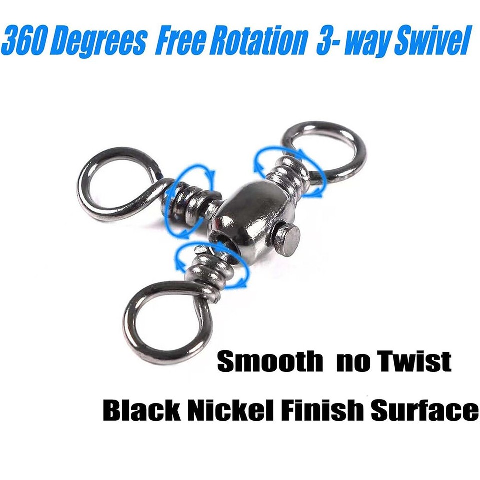 50/100pcs 3 Way Swivels Cross Line Barrel T-Turn Swivel Surf Fishing ...
