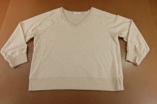 Korye Womens Size 1X Oatmeal Cozy Knit V Neck Pullover Sweater NWT | eBay