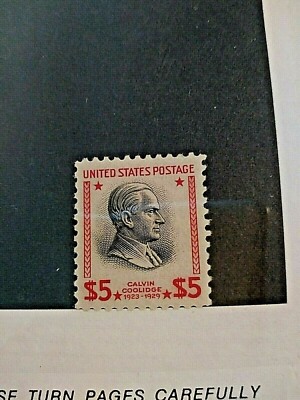 1938 Calvin Coolidge $5 American Postage Stamp/Collectable. Sweet. | eBay