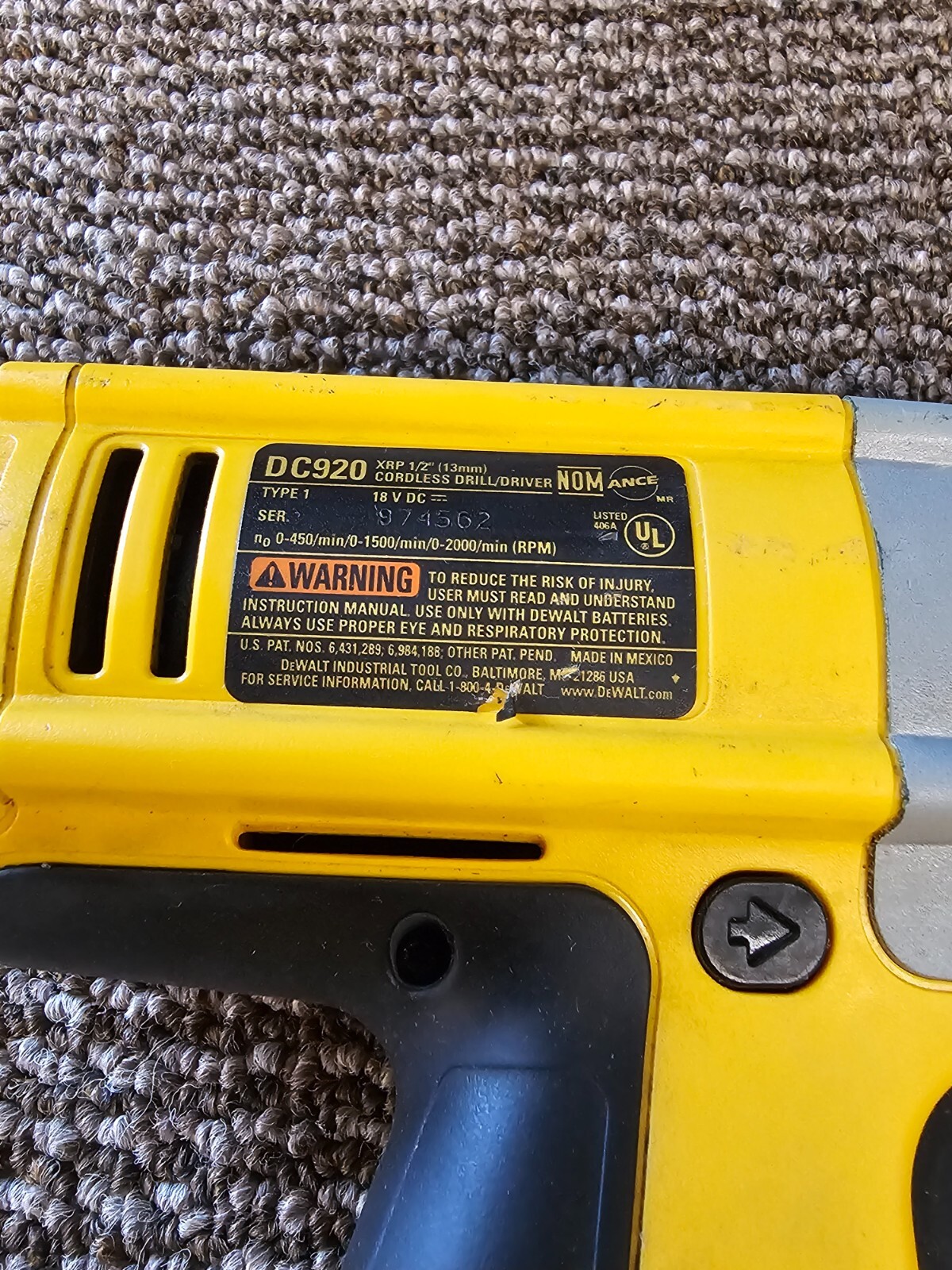 DEWALT DC920 18v 1/2" Cordless Drill/driver for sale online | eBay