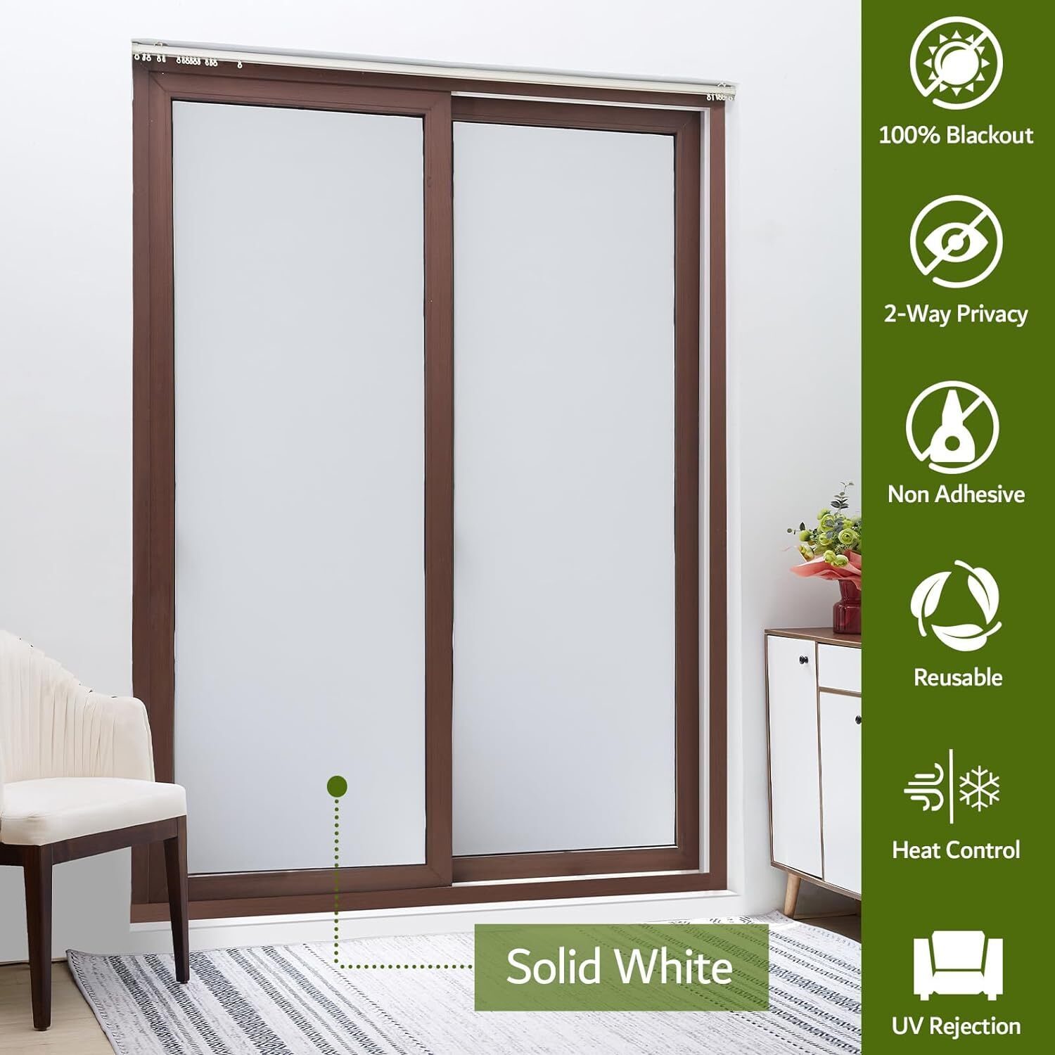 White Blackout Window Film 100% Light Blocking Window Cover Opaque ...