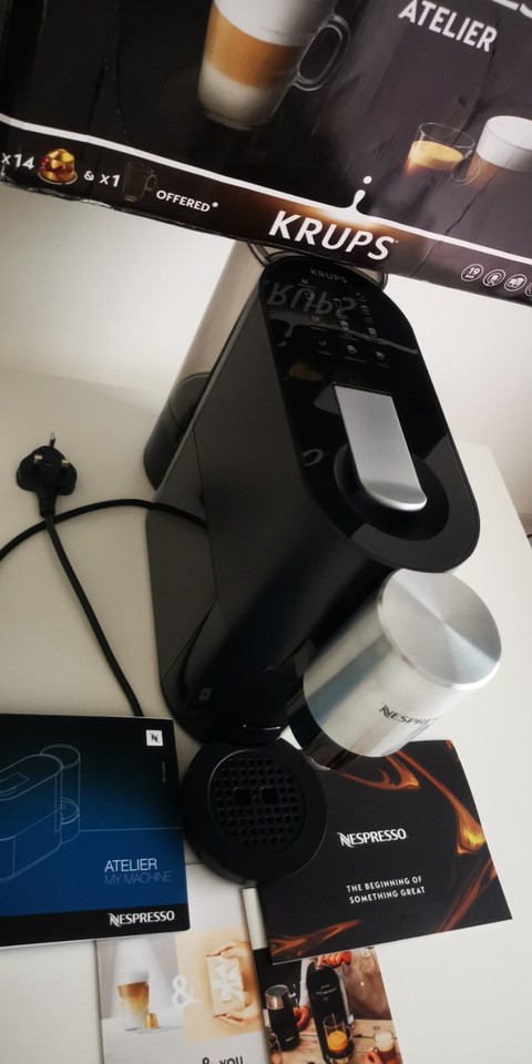 NESPRESSO Krups ATELIER Pod Coffee Machine, Model XN890 Black & 58x ...