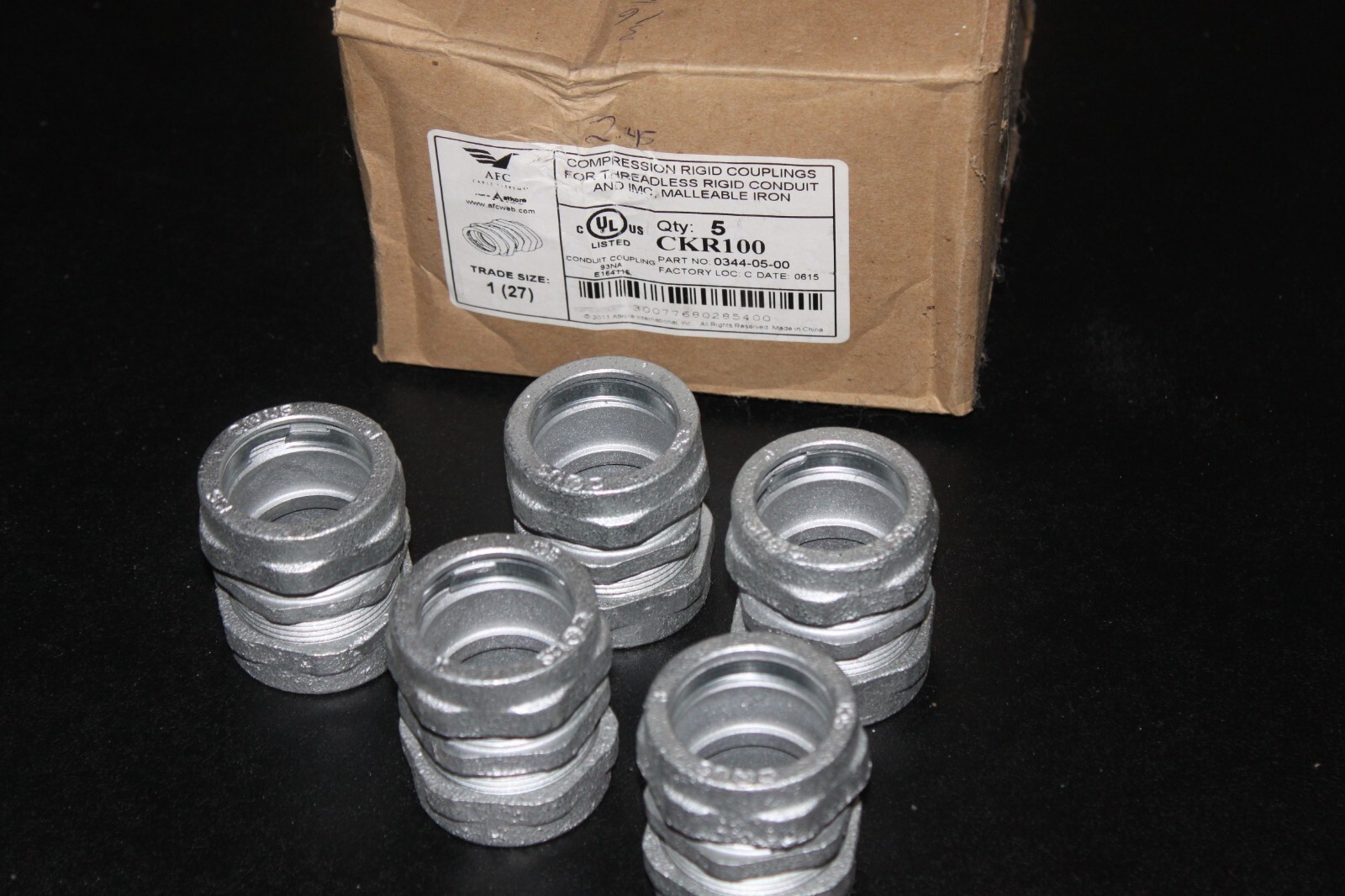 AFC Malleable Iron Rigid Compression Couplings Size 1" inch, Lot of 5 ...