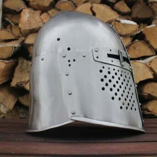 18 Guage Medieval Great Battle Top Helmet Pot Medieval Knight Steel ...