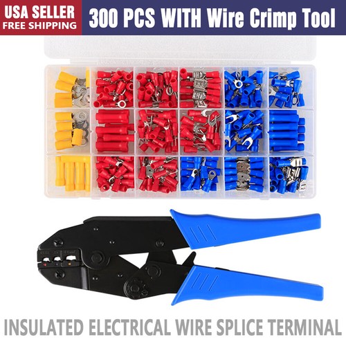 300PC Insulated Electrical Wire Splice Terminal Connector Kit W/ Wire ...