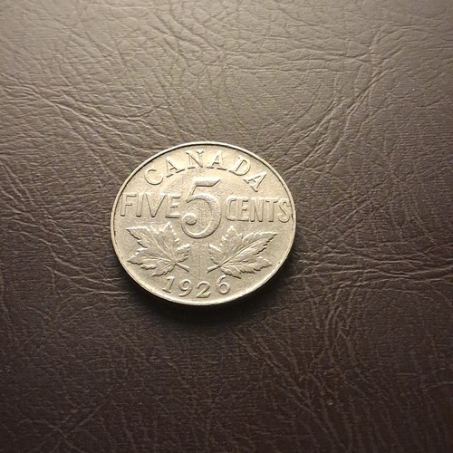 1926 Canada 5 Cent (D5) King George V Canadian Nickel Coin Five Cents ...