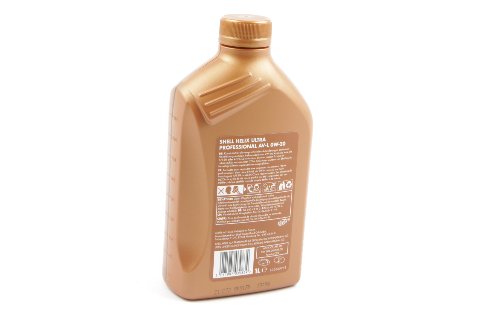 Shell Motoröl Helix Ultra Professional AV-L 0W20 1Liter VW 50800/50900 ...