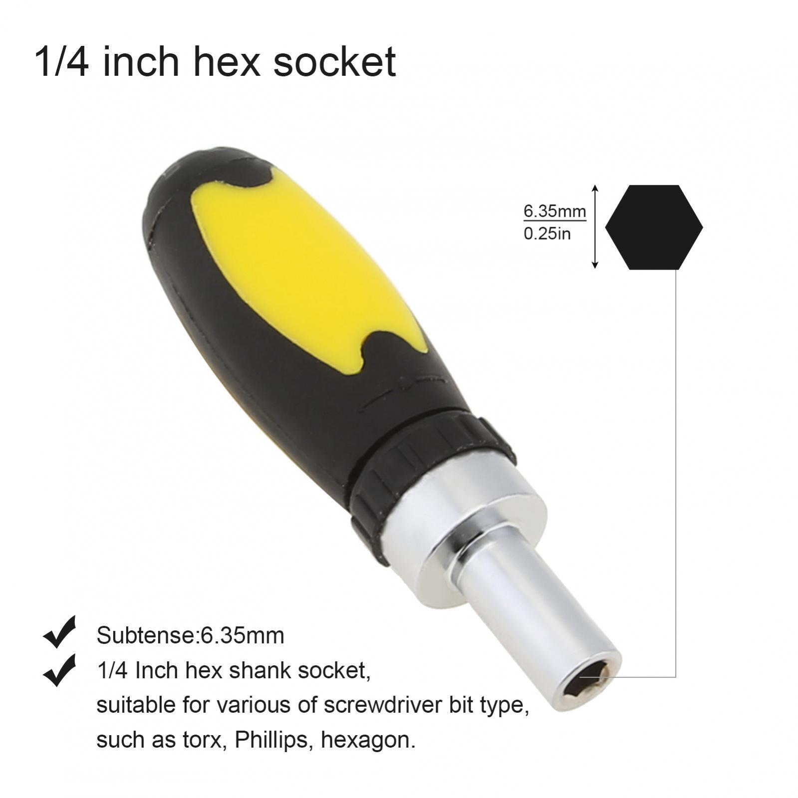 1/4" Magnetic Ratcheting Screwdriver Bit Driver Handle for Hex-Torx ...