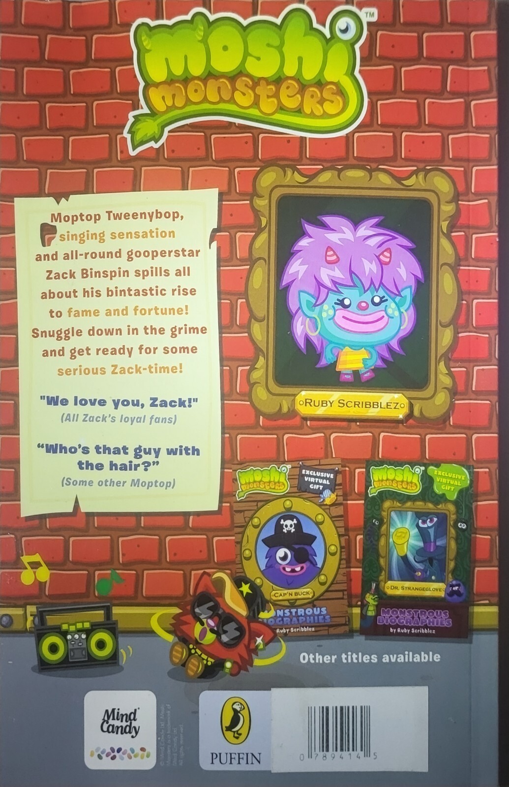 4 x Moshi Monsters Book -Music Stars, Dr Strangeglove, Zack Binspin ...