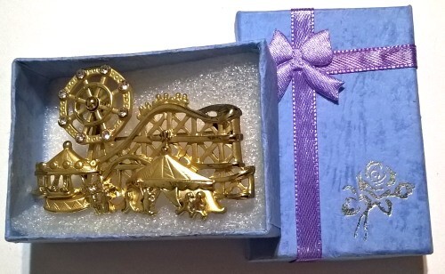 Vintage AJC Gold Tone Rhinestone Articulated Circus Carnival Brooch Pin ...