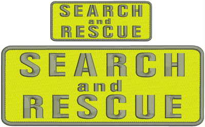 Search and Rescue embroidery patches 4x10 and 2x5 hook on back yellow ...