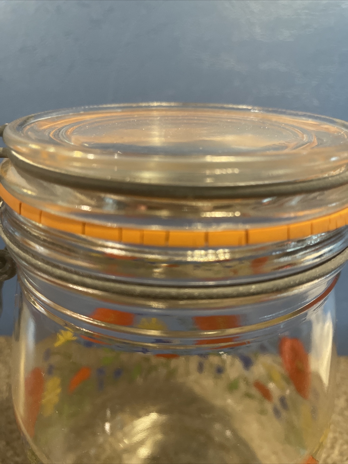 Glass Bale Wire Jar Canister Storage Poppy France Seal Has Cracks ...
