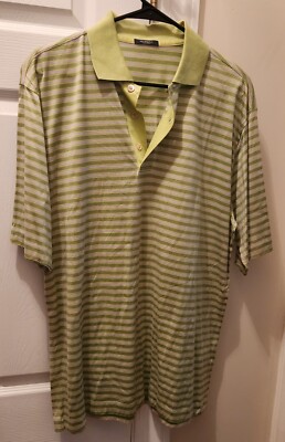 MARBAS MEN'S SIZE M POLO SHIRT COTTON GREEN STRIPE SHORT SLEEVE MADE IN ...