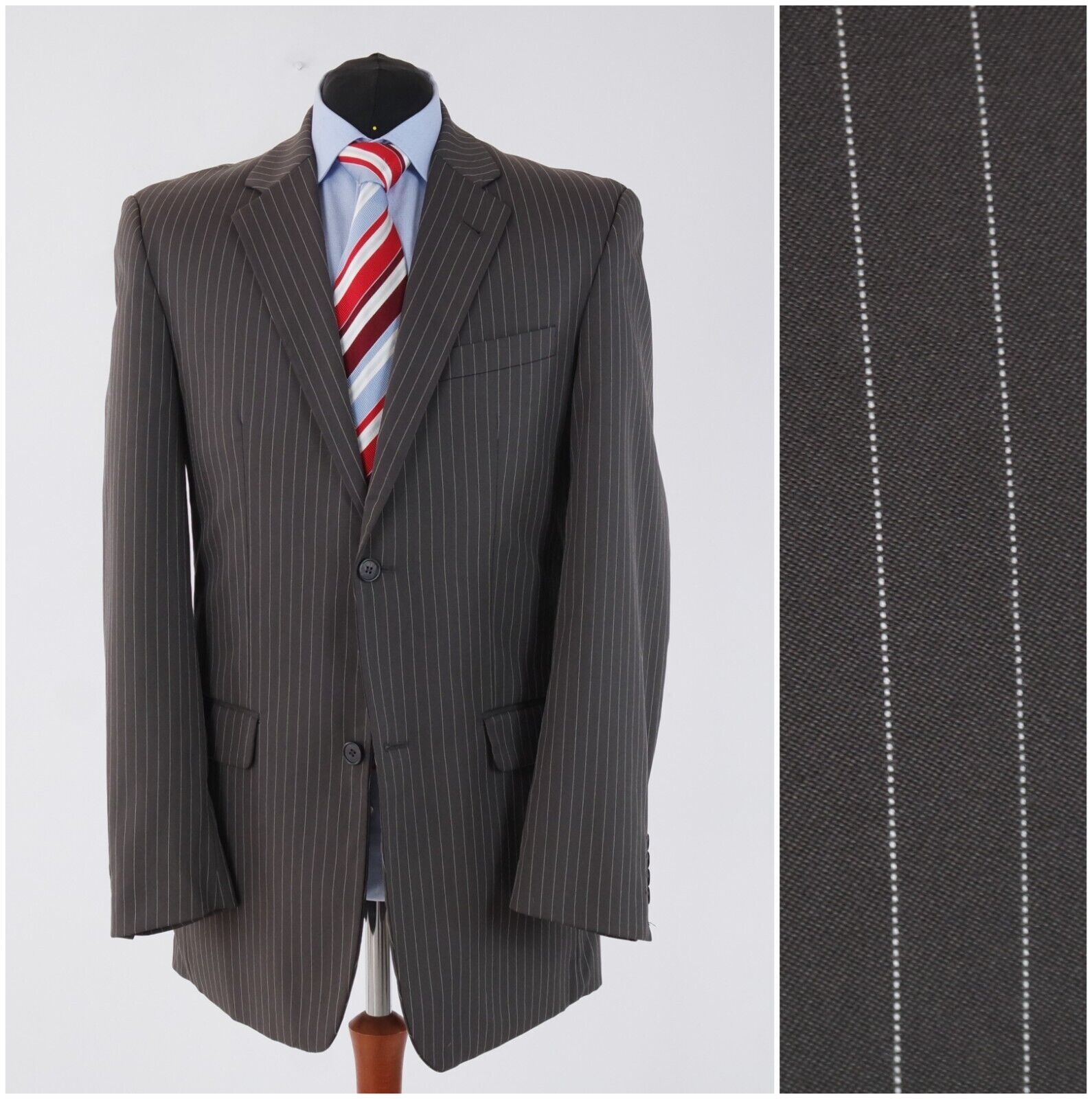 Mens Striped Sport Coat 42L US Size ANGELO LITRICO Dark Brown Blazer ...