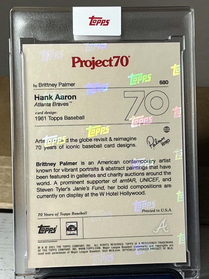 2021 Topps Project 70 - Brittney Palmer 1961 Topps Baseball #680 Hank ...
