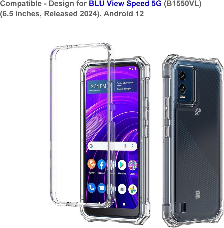 For BLU View Speed 5G B1550VL - Clear Hybrid Armor Full Body Hard Case ...