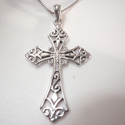 Beautifully Detailed Christian Cross 925 Sterling Silver Pendant | eBay