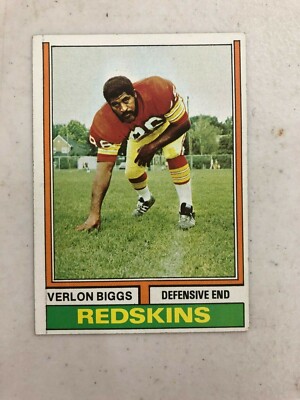 Vintage 1974 Washington Redskins Football Trading Card Verlon Biggs | eBay