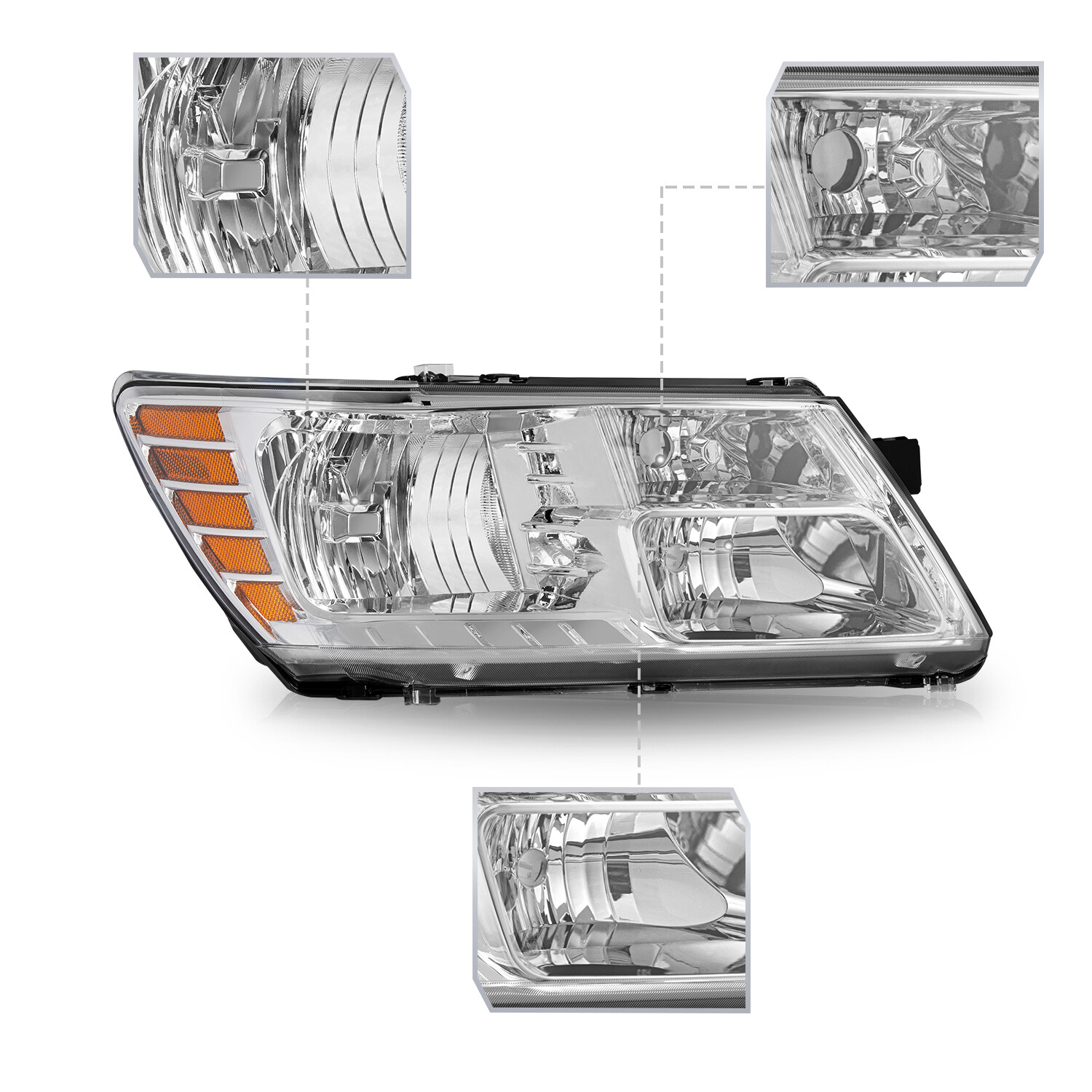RH Headlamp For 2009-2020 Dodge Journey Headlight w/Chrome Trim ...