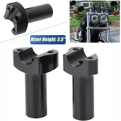 Straight Black 3.5" Handlebar Risers For Harley Heritage Softail Dyna ...