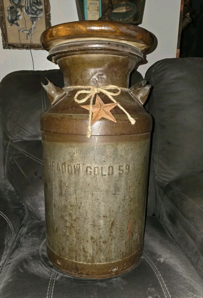 Vintage Meadow Gold 59 Creamery Metal Milk Dairy Can Restored - Nice ...