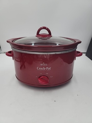 RIVAL Crock Pot 4 quart Slow Cooker SCV401 stoneware w/clear lid Red ...
