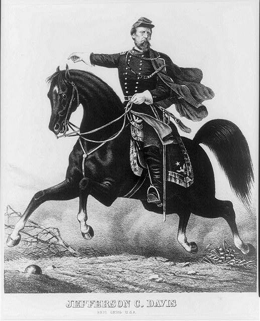 Jefferson Columbus Davis,1828-1879,Union Army Officer,horseback ...