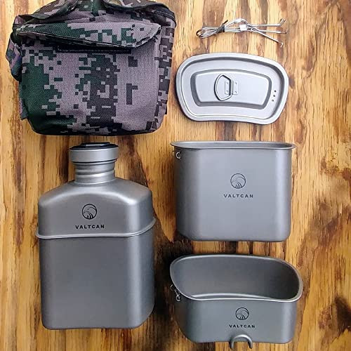 Titanium Canteen Military Mess Kit 1100ml 37oz Capacity with 750ml and ...
