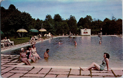 Postcard Majestic Pool Pocono Gardens Lodge Cresco Pennsylvania Chrome ...
