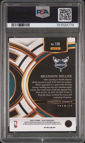 2023 PANINI SELECT SILVER PRIZM #130 BRANDON MILLER ROOKIE RC PSA 10 | eBay