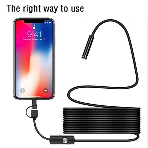 3FT 6LEDS USB Camera Scope Snake Endoscope Borescope 7mm Inspection For ...