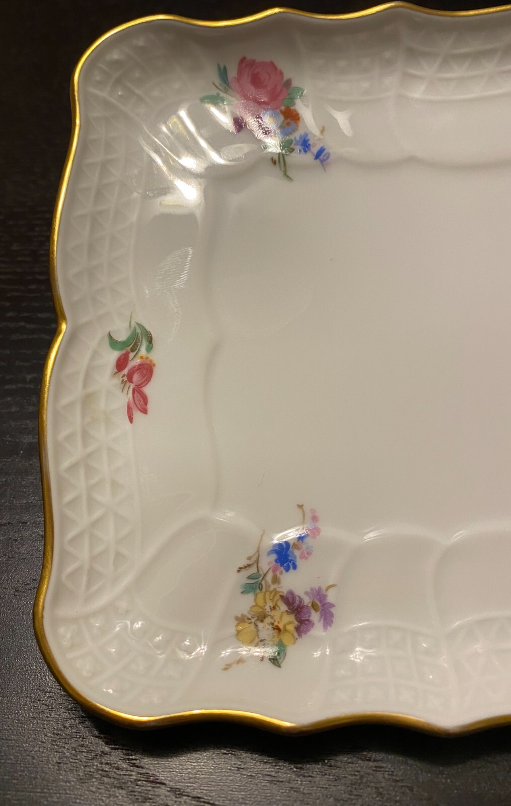 Hutschenreuther Dresden Rectangular Plate Platter Floral Rose Germany ...
