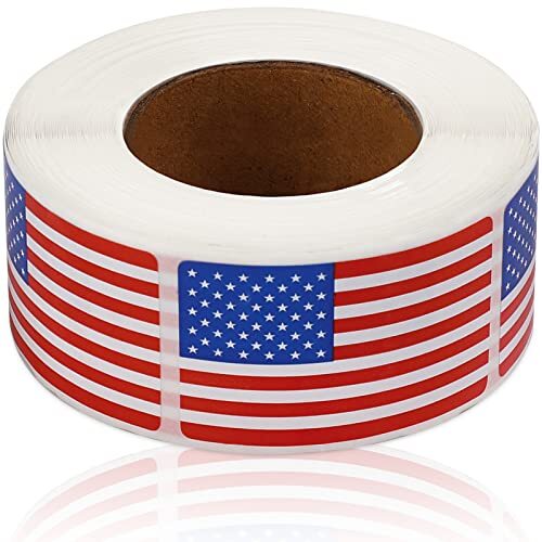 500 Pcs American Flag Sticker Roll,2 x 1.22 Inch US Flag Decal, USA ...