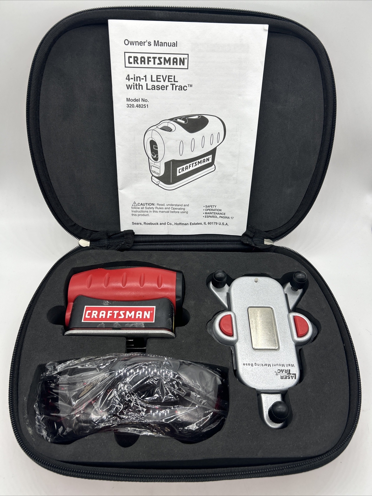 CRAFTSMAN TOOLS LASER TRAC 4 IN 1 LEVEL MODEL 320.48251 WITH MANUAL ...