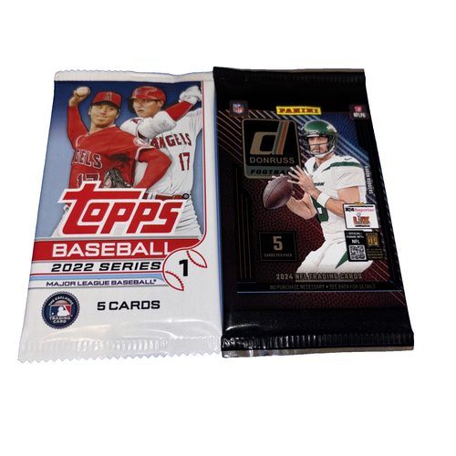 2022 Topps Series 1 Baseball & 2024 Donruss Football 5 Card Packs-Free ...