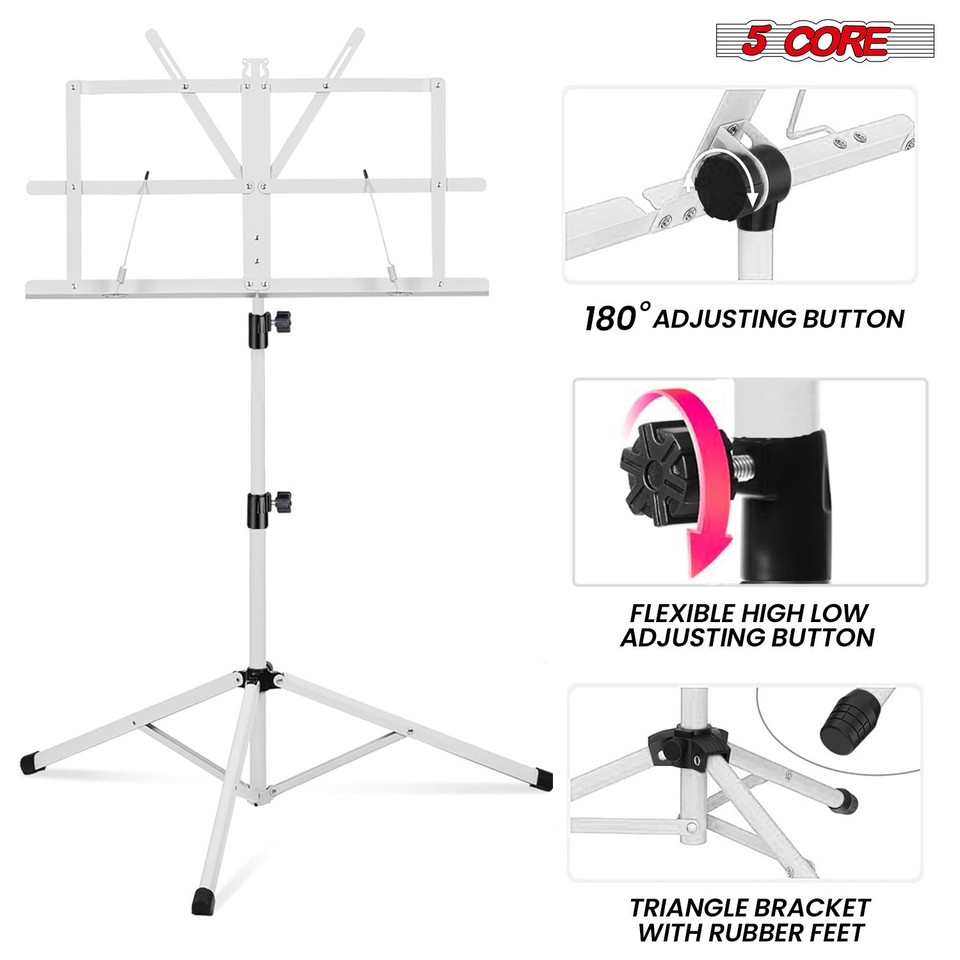 5 Core Music Stand Adjustable 57" Book Stands Foldable Portable Sheet ...