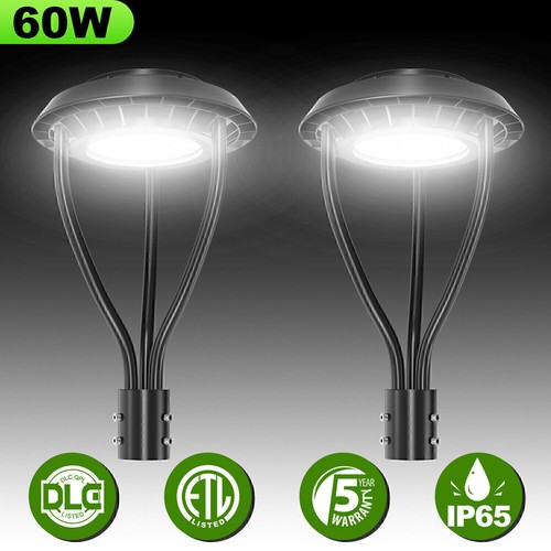 2x 60W LED Post Top Pole Light Outdoor Garden Yard Street Area Lighting ...