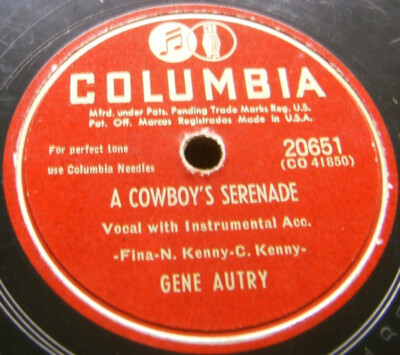Gene Autry - A Cowboy's Serenade / Mule Train 1950 Shellac, 10 ...