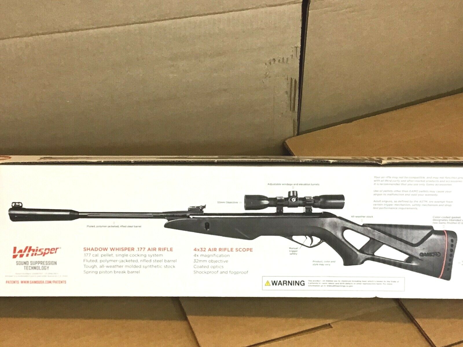 Gamo Shadow Whisper .177 Caliber Break Barrel Air Rifle With 4x32 Scope ...