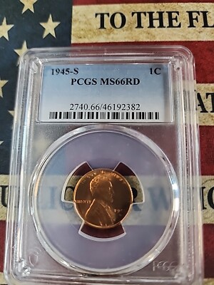 1945 S PCGS MS66RD Lincoln Wheat Cent 1c Penny US Mint Coin 1945-S MS ...