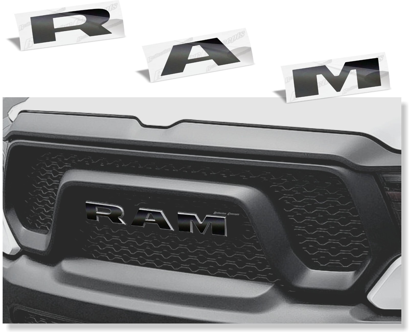 RAM Grille Emblem Overlay Decal - 2015-2018 Ram Rebel and 19-23 Warlock ...
