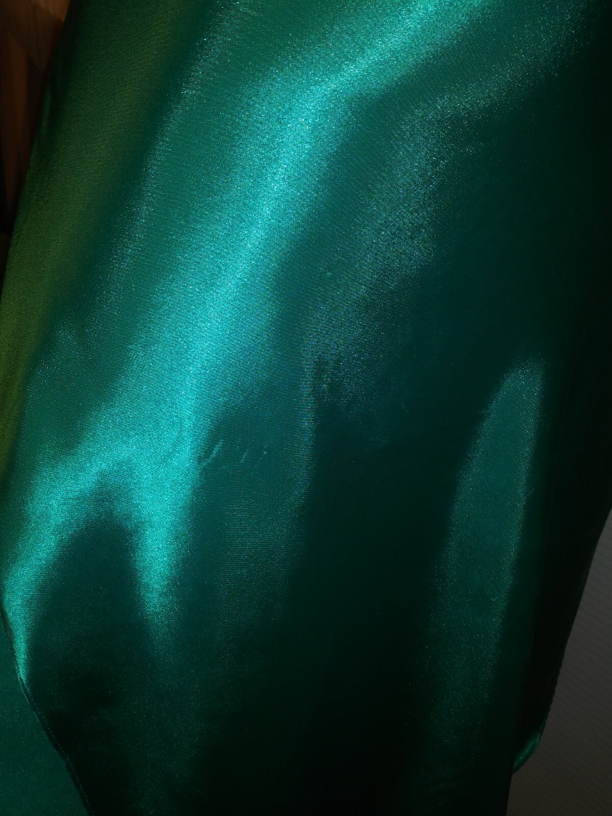 Vtg Satin Emerald Green Shiny Gown Nightgown Shiny Wi Gem